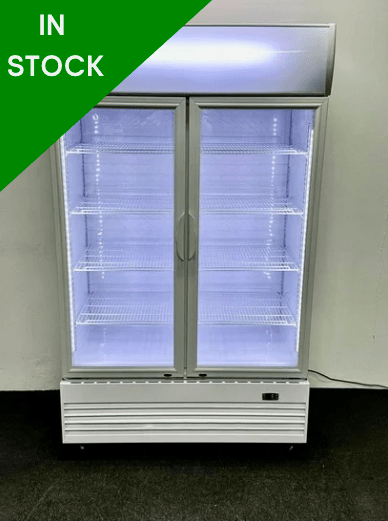 NEW Foodsville 1200mm Upright Double Glass Fronted Display Fridge, On ...